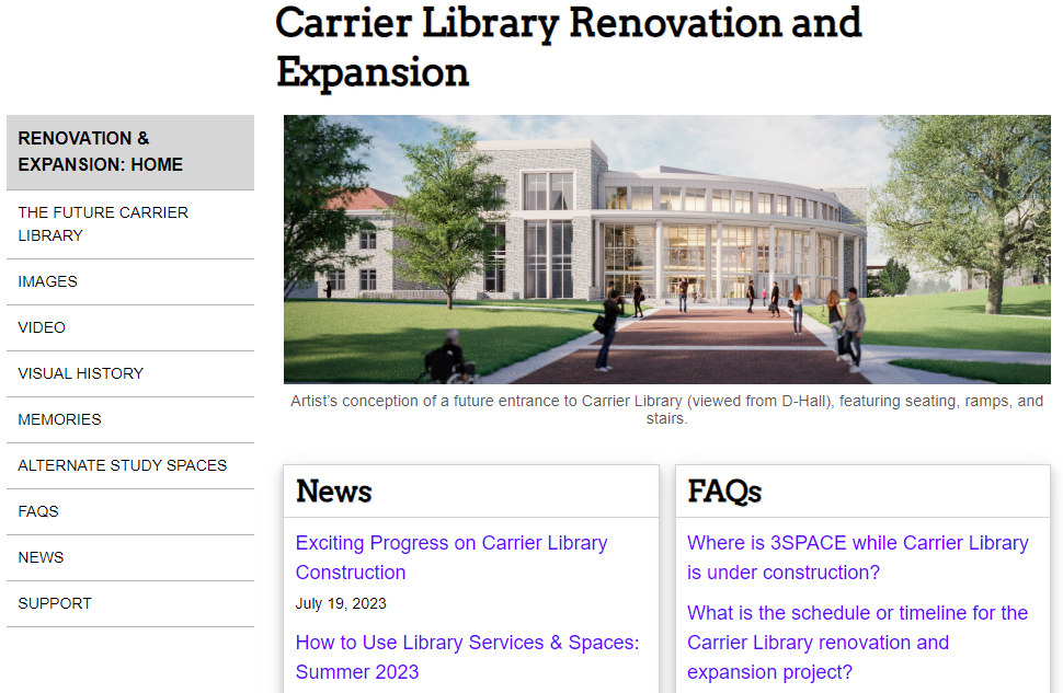 Website for Carrier Renovation Wins Another Award - JMU Libraries